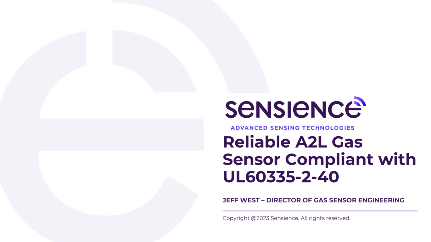 Reliable A2L Gas Sensor Presentation | Sensience